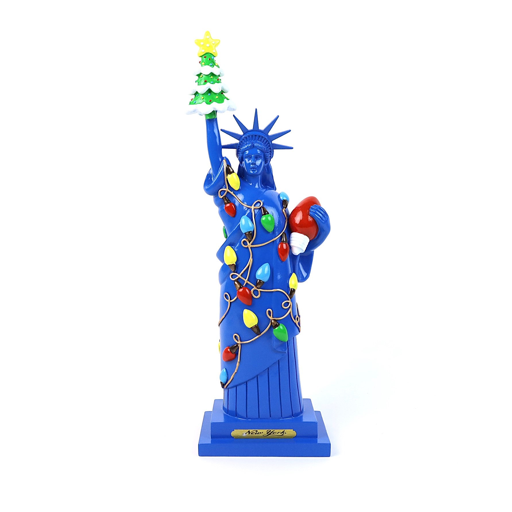 12" BLUE CHRISTMAS LIGHTS LADY LIBERTY STATUE – Christmas and City